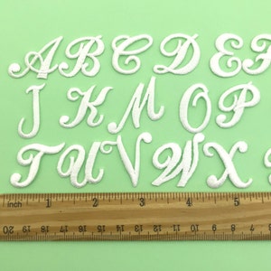 Iron on Embroidered Cursive Letters White Applique Craft Supplise Diy ...