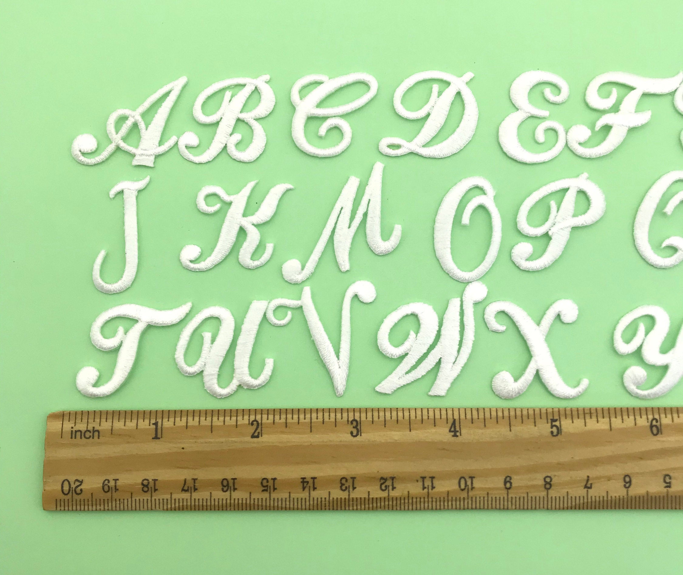 Iron on Embroidered Cursive Letters White Applique Craft | Etsy