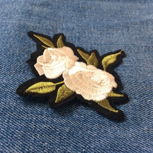 White Rose Iron on Embroidered Patch Applique Patches Fashion Hotfix ...