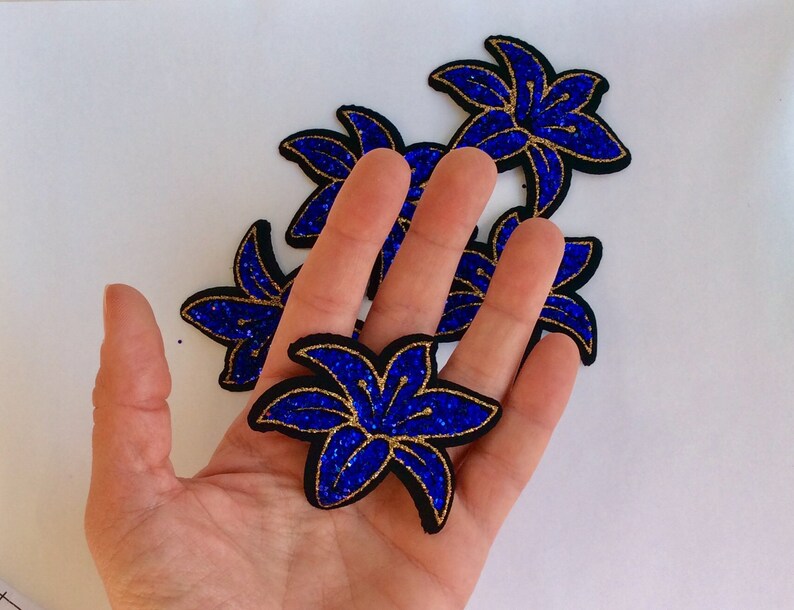 Patch fiore blu giglio con brillantini toppa termoadesiva - Etsy Italia