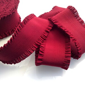 Dark Red Elastic Ribbon by the Yard Fancy Elastic Trim Size 23/8 6cm ...