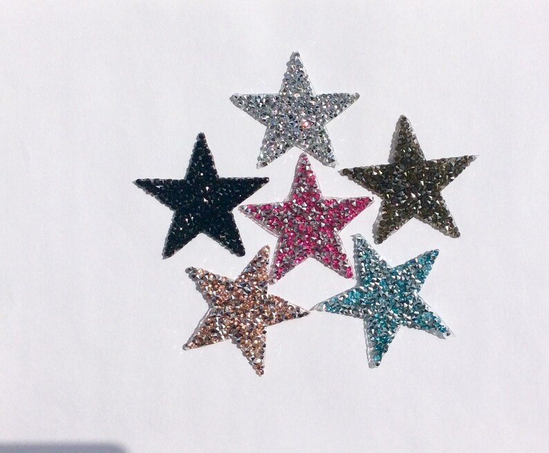 Patch Star Rhinestones Strass Hotfix Iron on Applique Fashion - Etsy