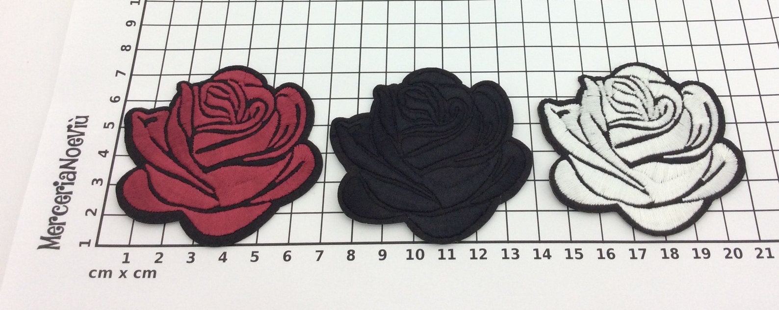 1 Patch rosa fiore nero bianco o rosso toppa termoadesiva - Etsy Italia