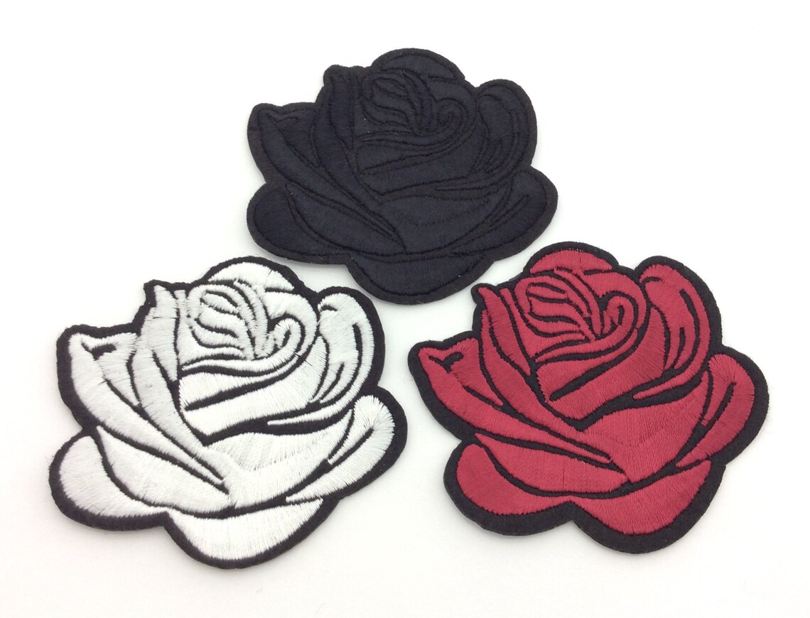 1 Patch rosa fiore nero bianco o rosso toppa termoadesiva - Etsy Italia