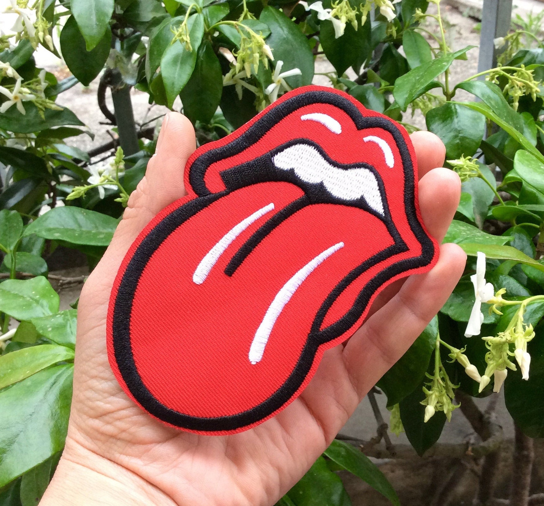 Rock Tongue Large Iron On Patch Rock Band Embroidered Red Etsy