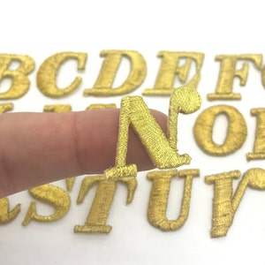 Iron on Embroidered Letters Gold Patch Embroidery Applique Letters ...