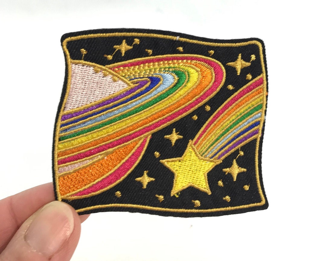 1 Big Rainbow Patch Galaxy Planet Saturn Large Iron on Emnroidered Diy ...