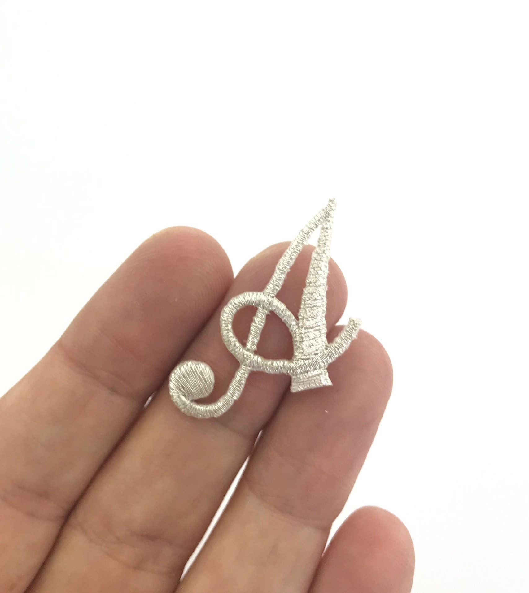 Iron on Embroidered Cursive Letters Silver Applique Craft - Etsy Sweden