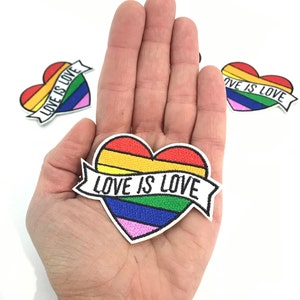 Love is Love Iron on Patch Rainbow Heart Embroidered Diy Colors Lgbtq ...