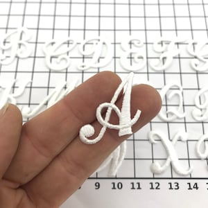 Iron on Embroidered Cursive Letters White Applique Craft Supplise Diy ...