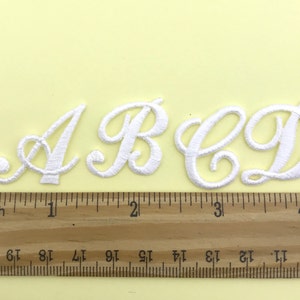 Iron on Embroidered Cursive Letters White Applique Craft Supplise Diy ...