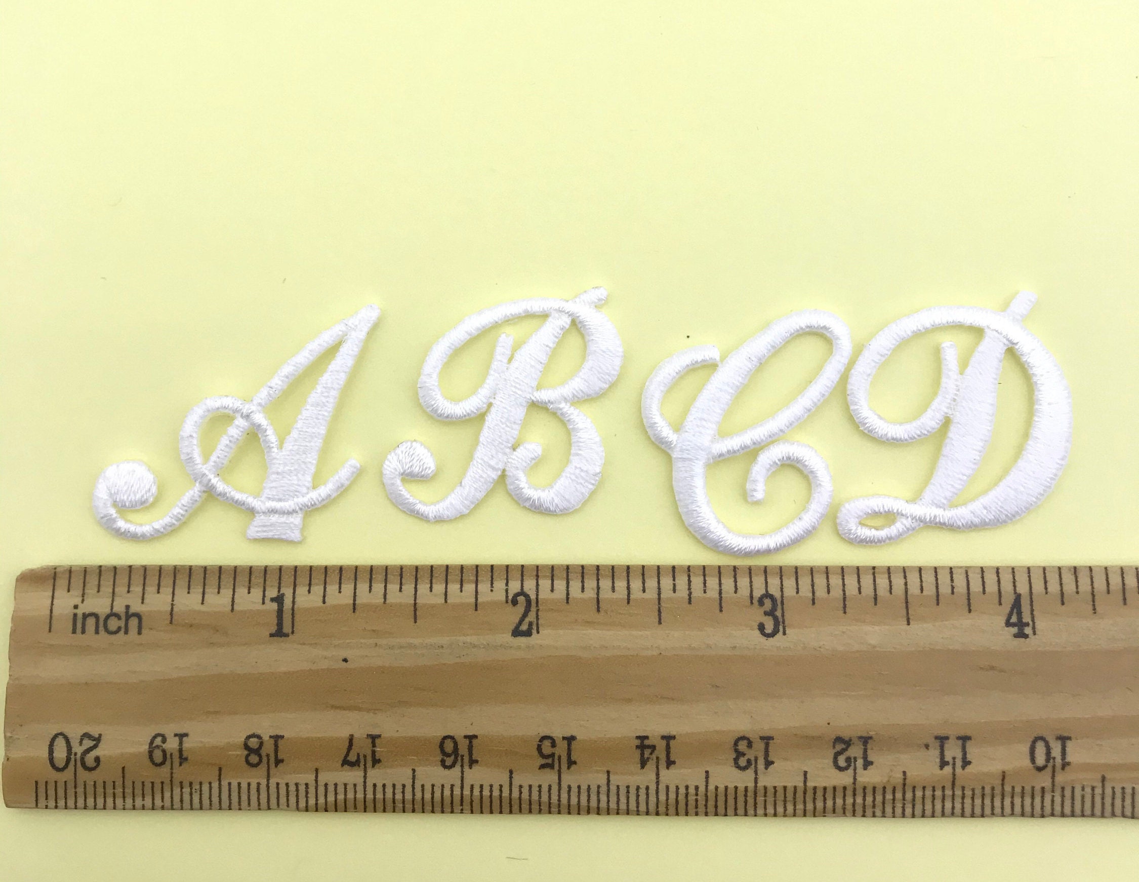 Iron on Embroidered Cursive Letters White Applique Craft - Etsy UK