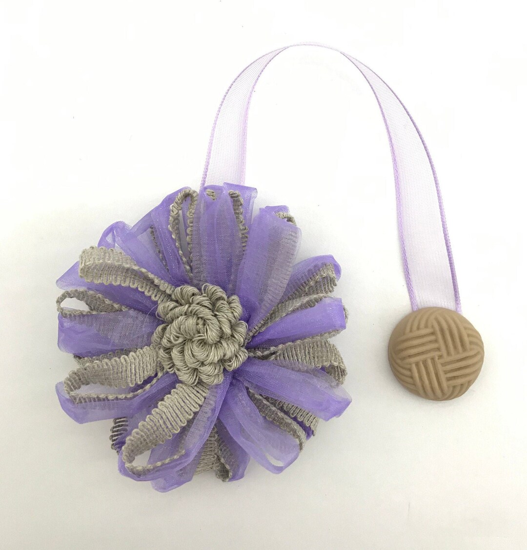1 Magnetic Curtain Tiebacks. Flower Shaped Holdback, Lilac Lavander ...