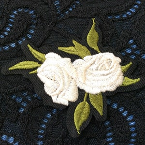 White Rose Iron on Embroidered Patch Applique Patches Fashion Hotfix ...