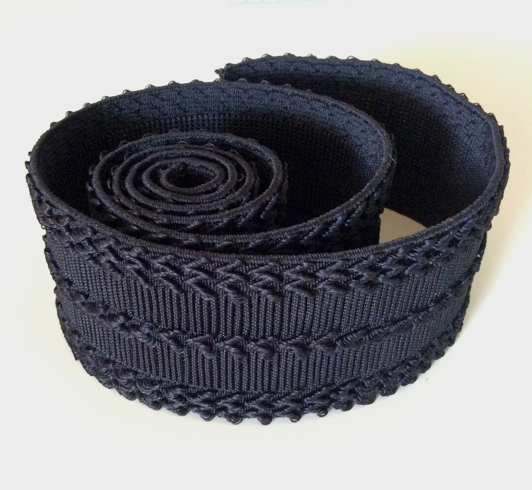 2" Black Fancy Rubber Band, Elastic by the Yard. Large Sewing Elastic ...