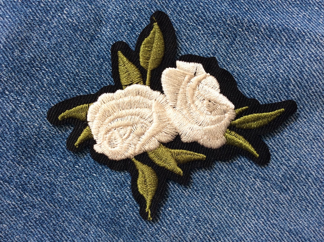 White Rose Iron on Embroidered Patch Applique Patches Fashion Hotfix ...