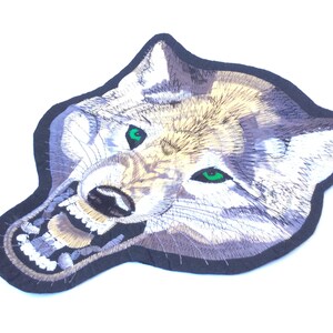 Patch Large Head Wolf Lone Gray Animal Big Embroidered Applique DIY ...