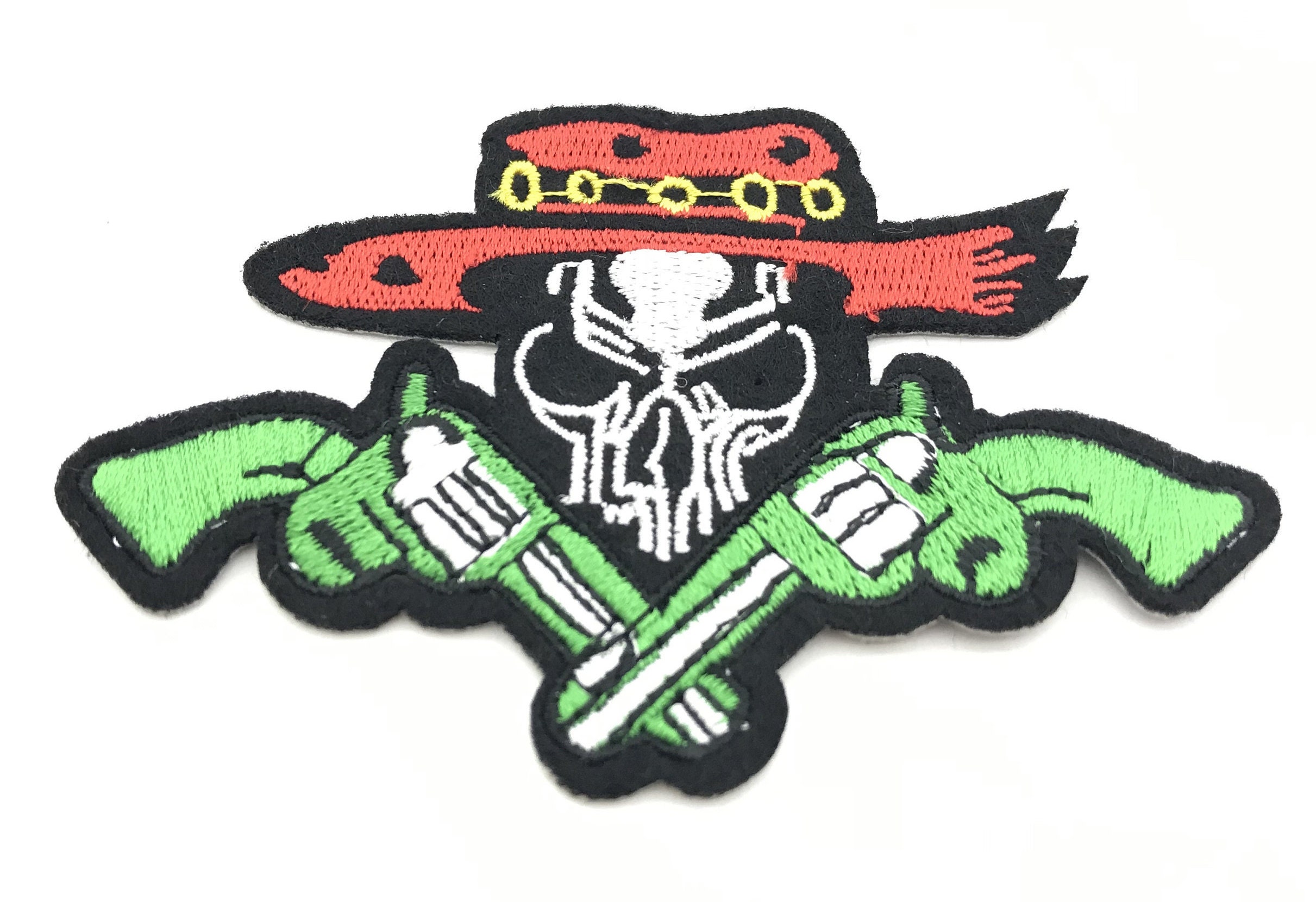 Gunslinger Skull Patch Skeleton Patches Punk Badge Gun Diy - Etsy