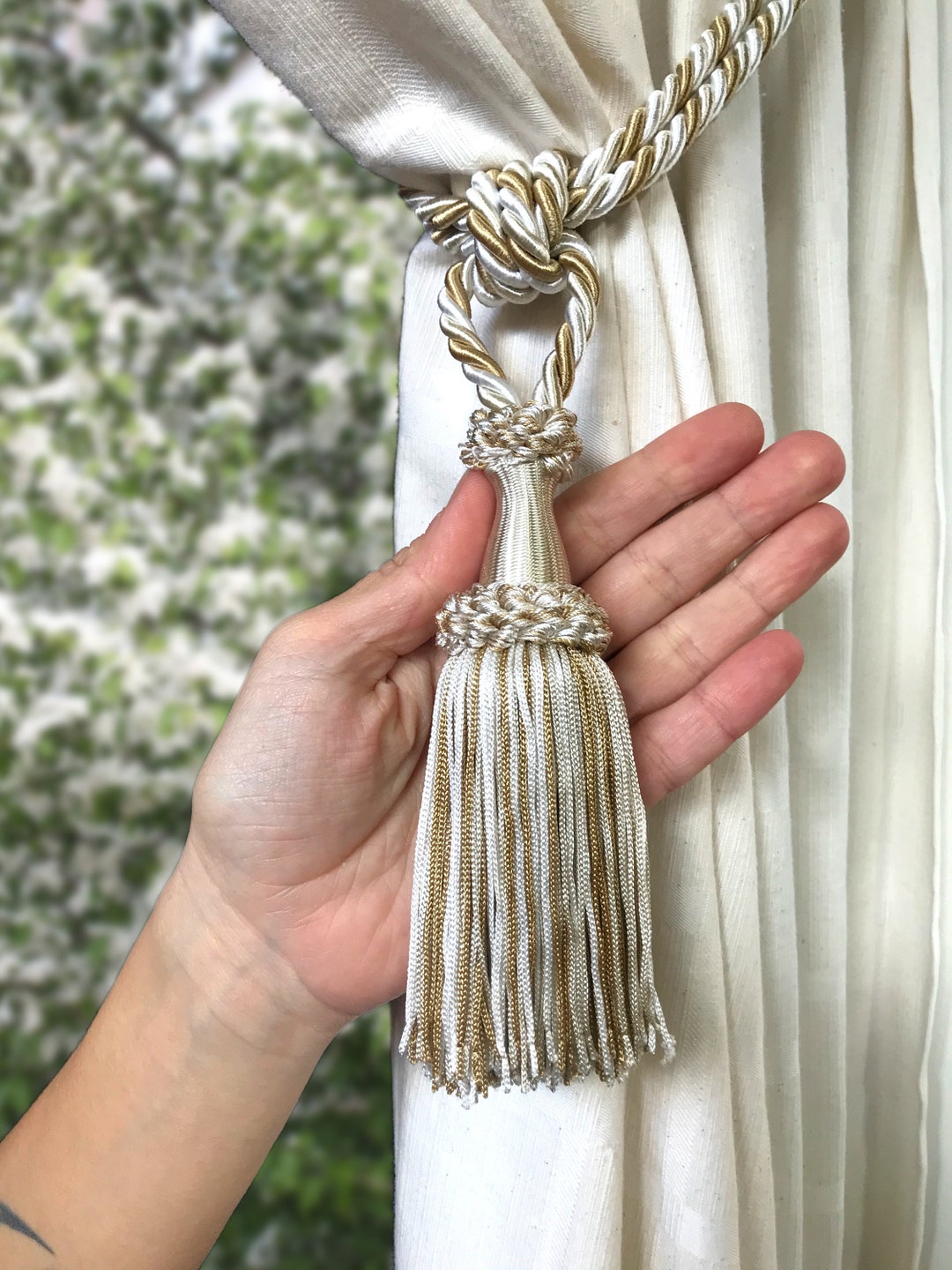 Classy Tie Back With Tassel. Golden and Ivory Colored Elegant Decor for ...