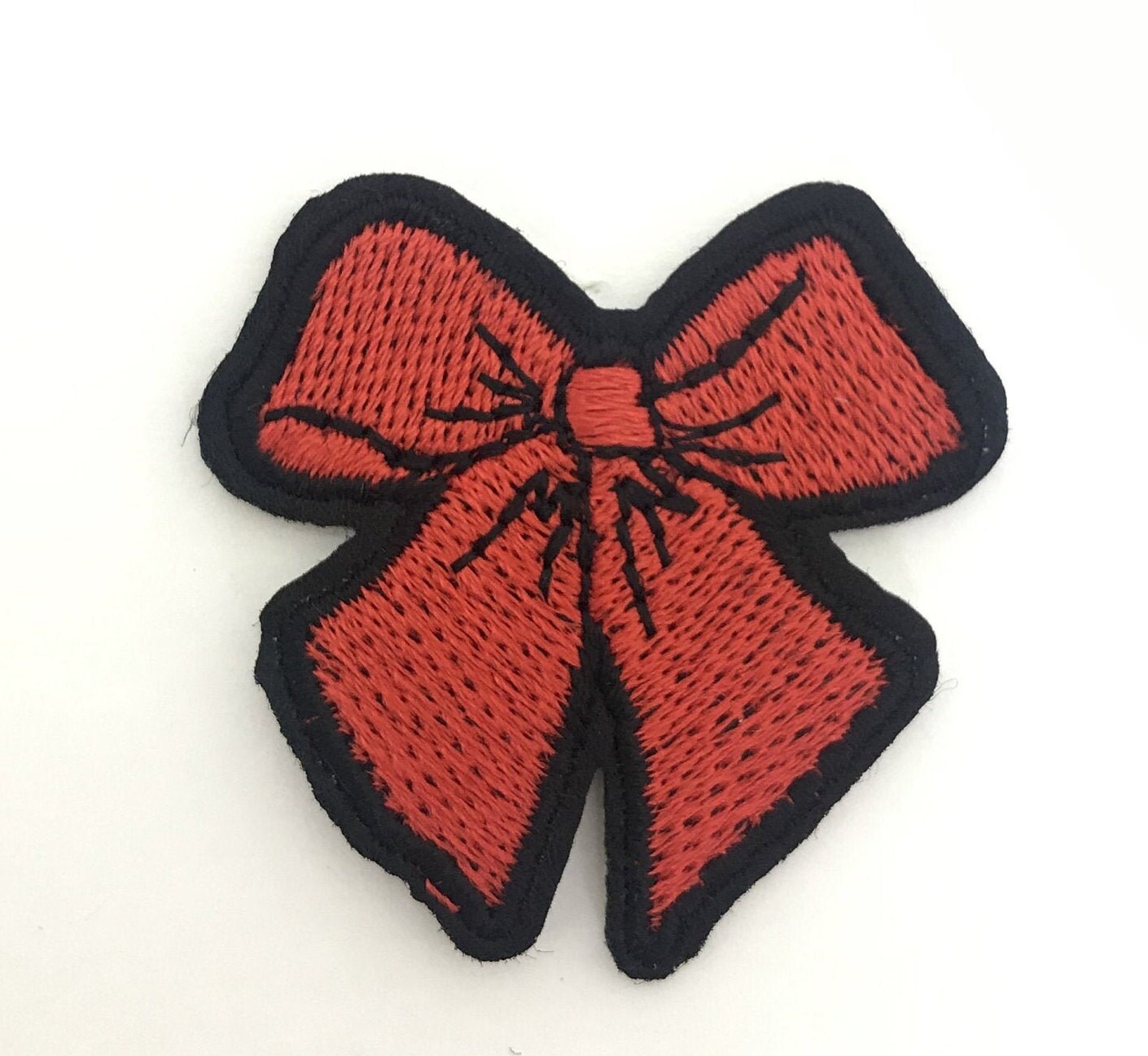 Patch tiny red bow patches love badge embroidered applique | Etsy