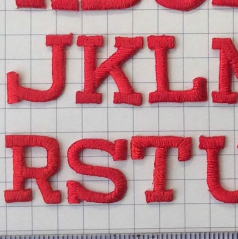 Iron on embroidered letters embroidery applique red letters - Etsy Italia