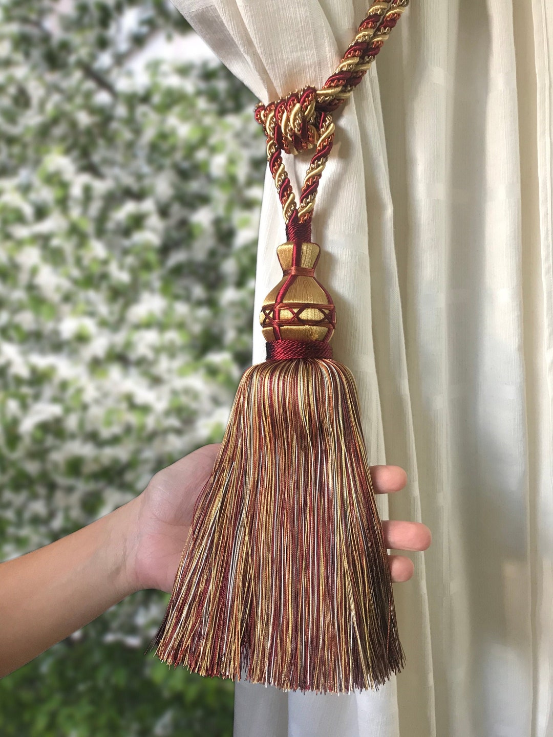 1 Luxury Red Gold Tieback With Big Tassel.elegant Drapery for Window ...