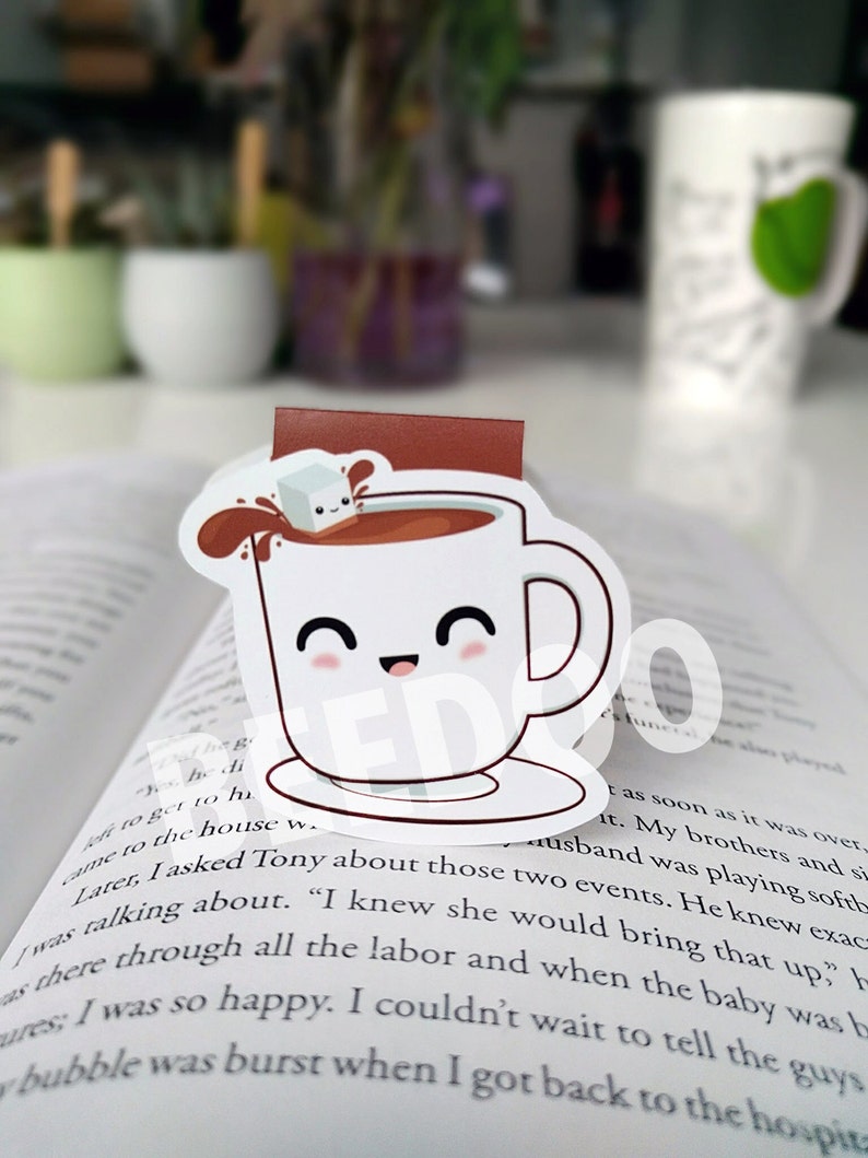 Cute Cup of Coffee Magnetic Bookmark - Etsy UK