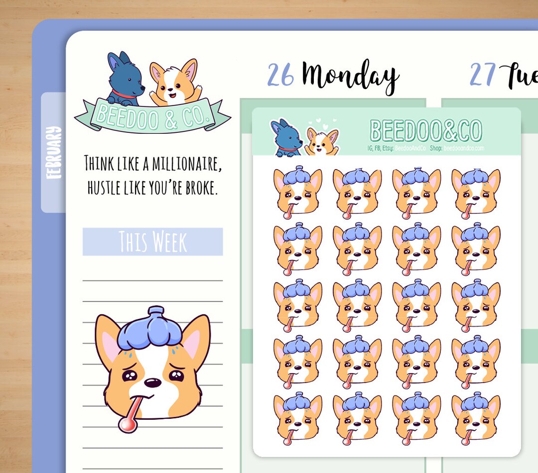 Hand Drawn Miso Sick Day Planner Stickers | Erin Condren Stickers ...