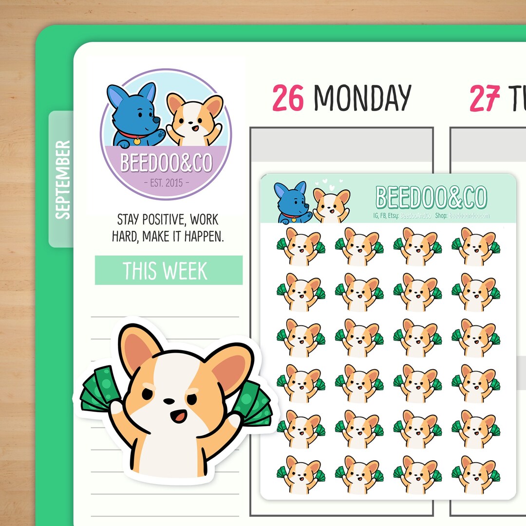 Miso the Corgi Has Money to Burn Planner Stickers | Happy Planner, TN ...
