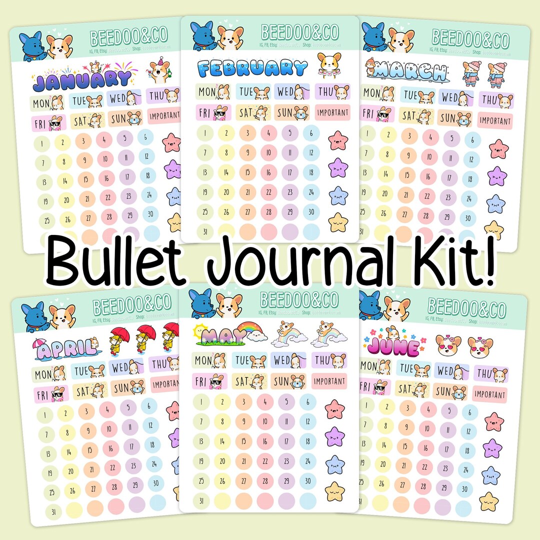 2023 Coordinating Add-ons Bullet Journal Set 1 jan-june - Etsy
