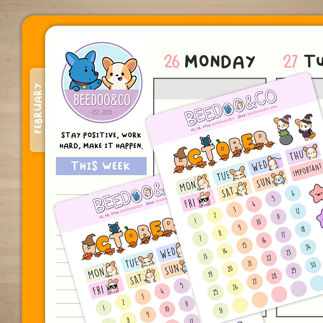 October Bullet Journal Stickers | Happy Planner, TN, Functional ...