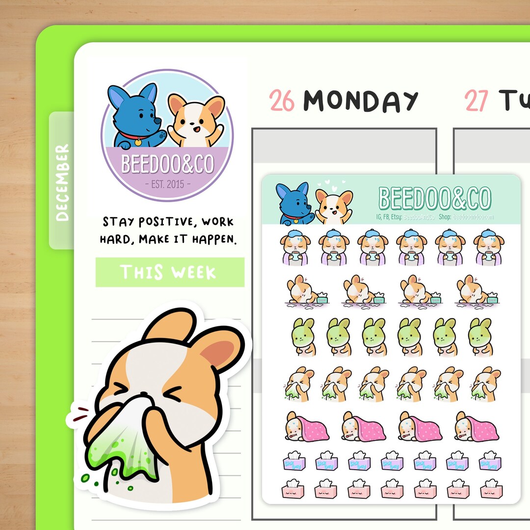 Sick Planner Stickers | Happy Mail, Deco Sticker, Bullet Journal, Cute ...