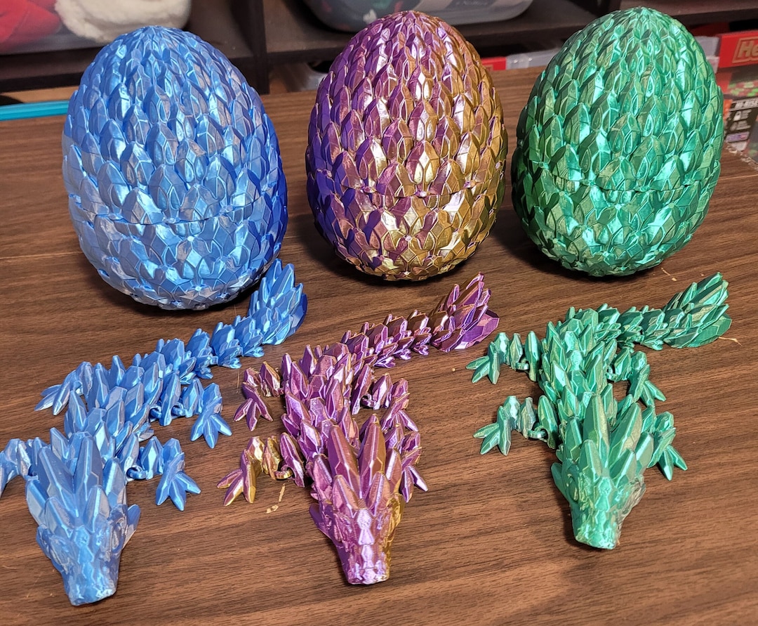 Flexi 3d Print Eggs and Gemstone Crystal Dragon Gemstone - Etsy