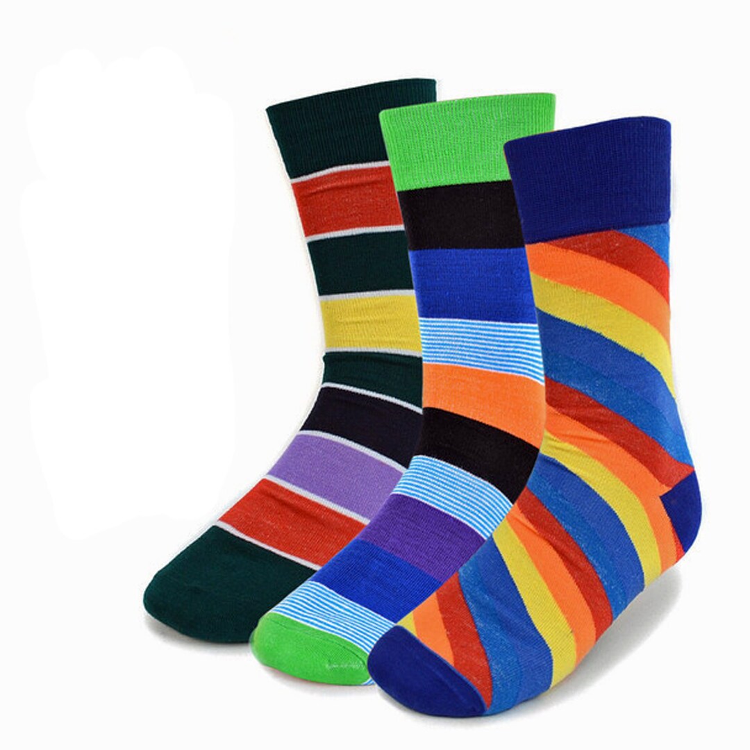 Men's 3 Pk Multi Fancy Socks, Men's Novelty Socks, Men's Fun Striped ...