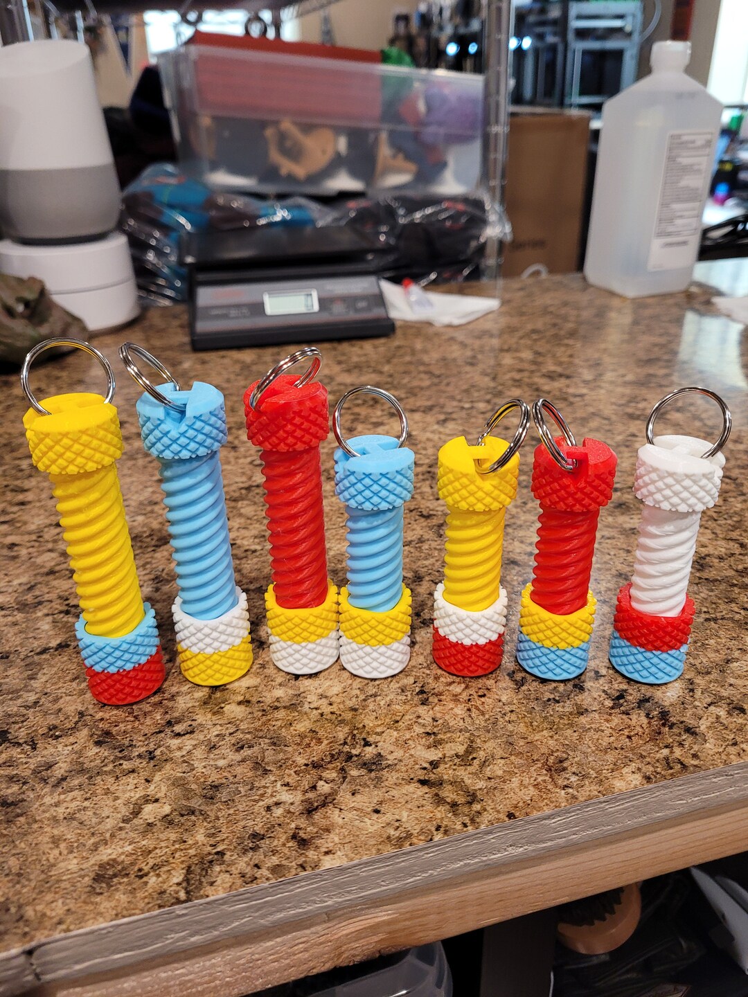 Bolt Design Fidget 3D Printed Keychains, Keychain Fidget, Fidget ...