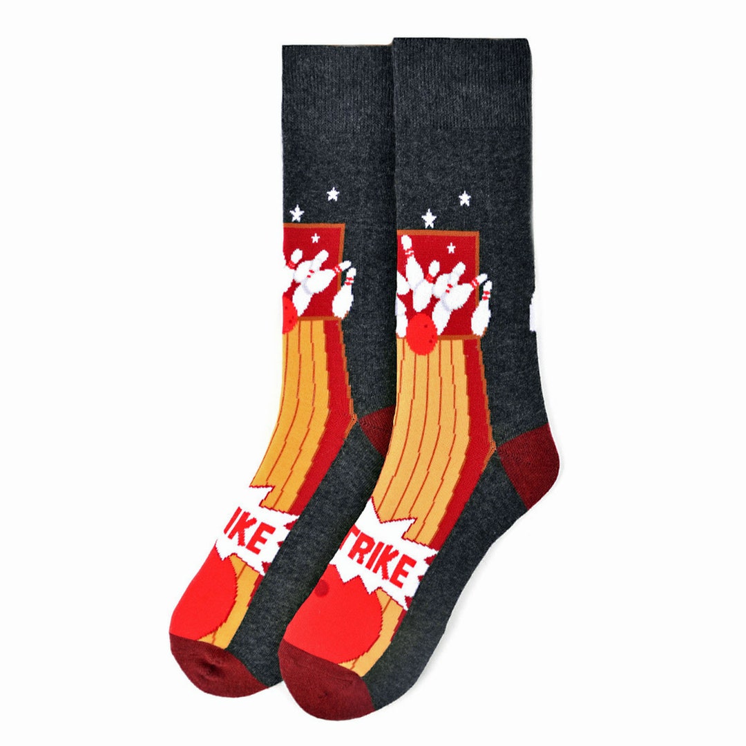 Men's Bowling Strike Socks, Men's Bowling a Strike Socks, Men's Funny ...