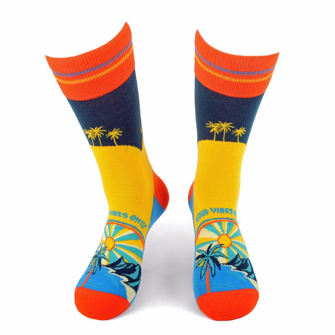 Good Vibes Socks, Men's Funky Socks, Men's Flashy Socks, Men's Colorful ...