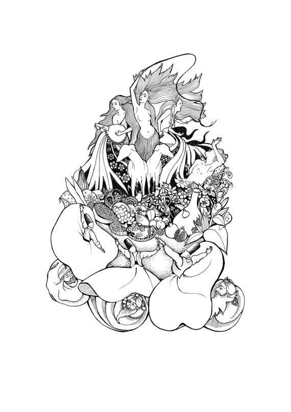 A4 Illustration Print / the Porter and the Three Ladies / | Etsy