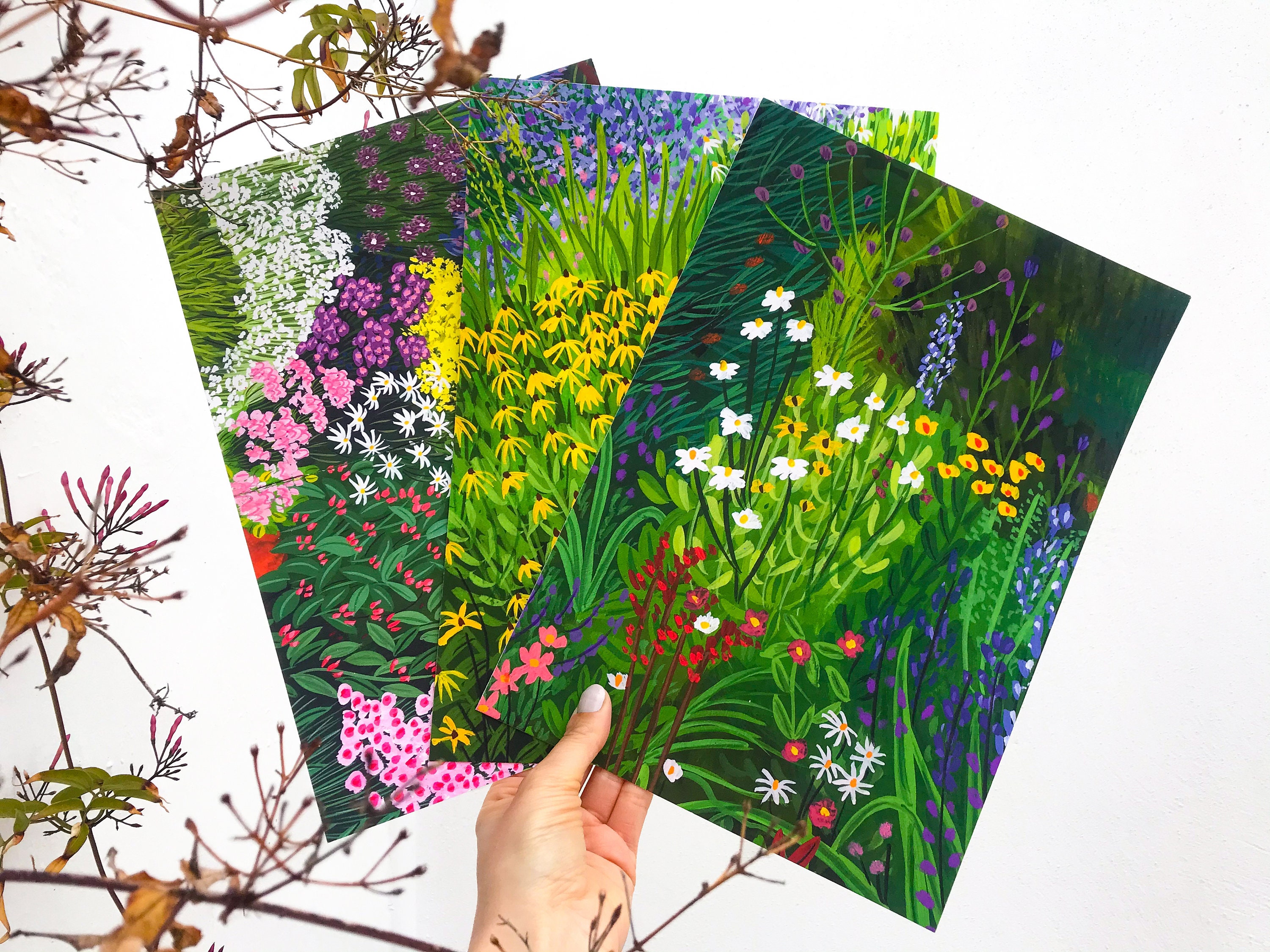 A4 A3 Wild Flower Garden Giclee Fine Art Print Flower - Etsy