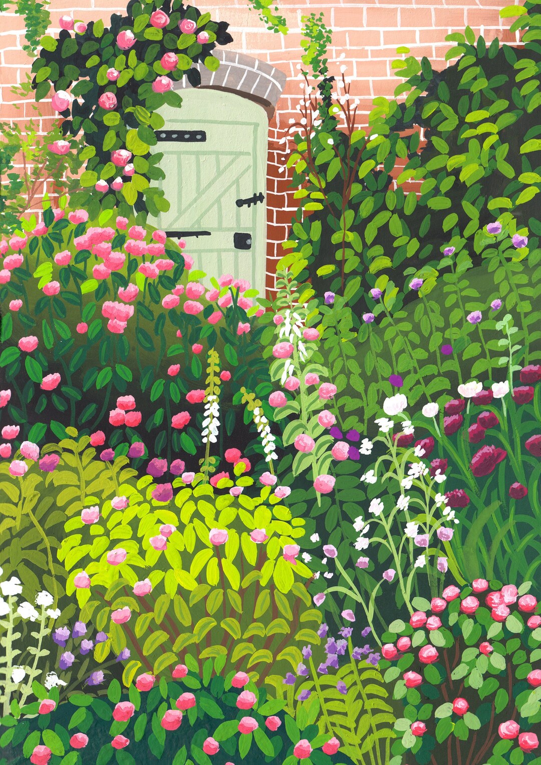 A4 A3 Rose Cottage Garden Giclee Fine Art Print Flower Print Botanical ...