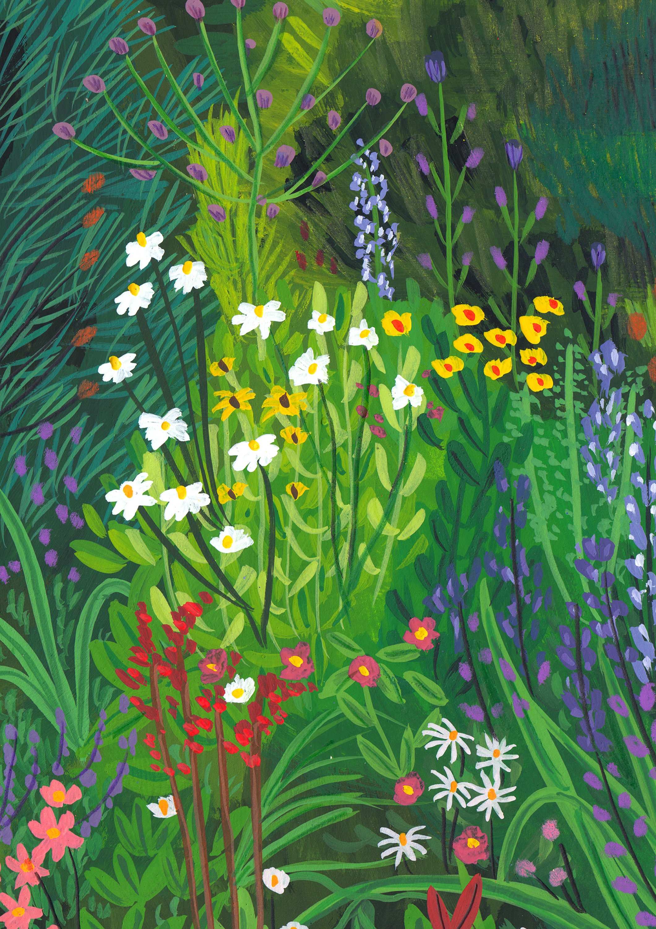 A4 A3 Wild Flower Garden Giclee Fine Art Print Flower - Etsy