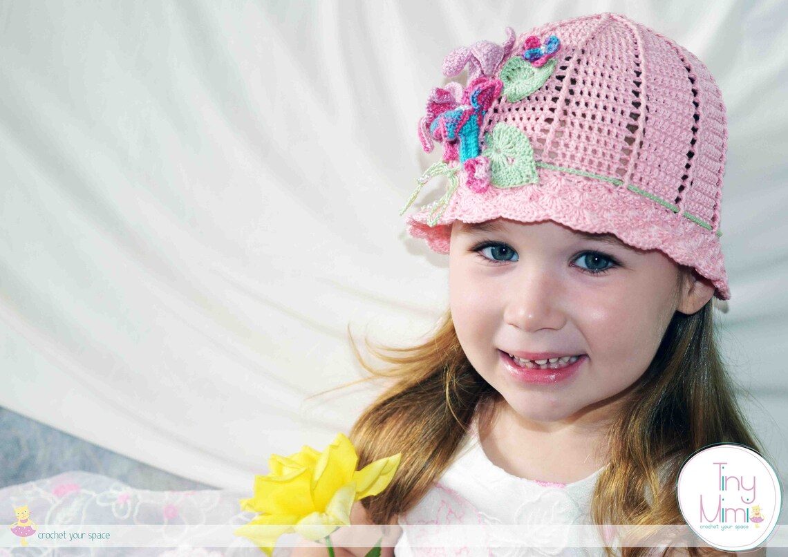 Summer Hat Girls Sun Hat With Rose Crochet Cloche Hat Crochet - Etsy Israel