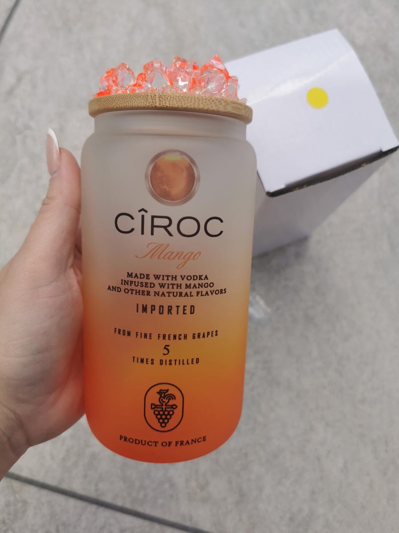 Ciroc Vodka 20oz Ombre Glass Can With Decorated Bamboo Lid and Straw - Etsy