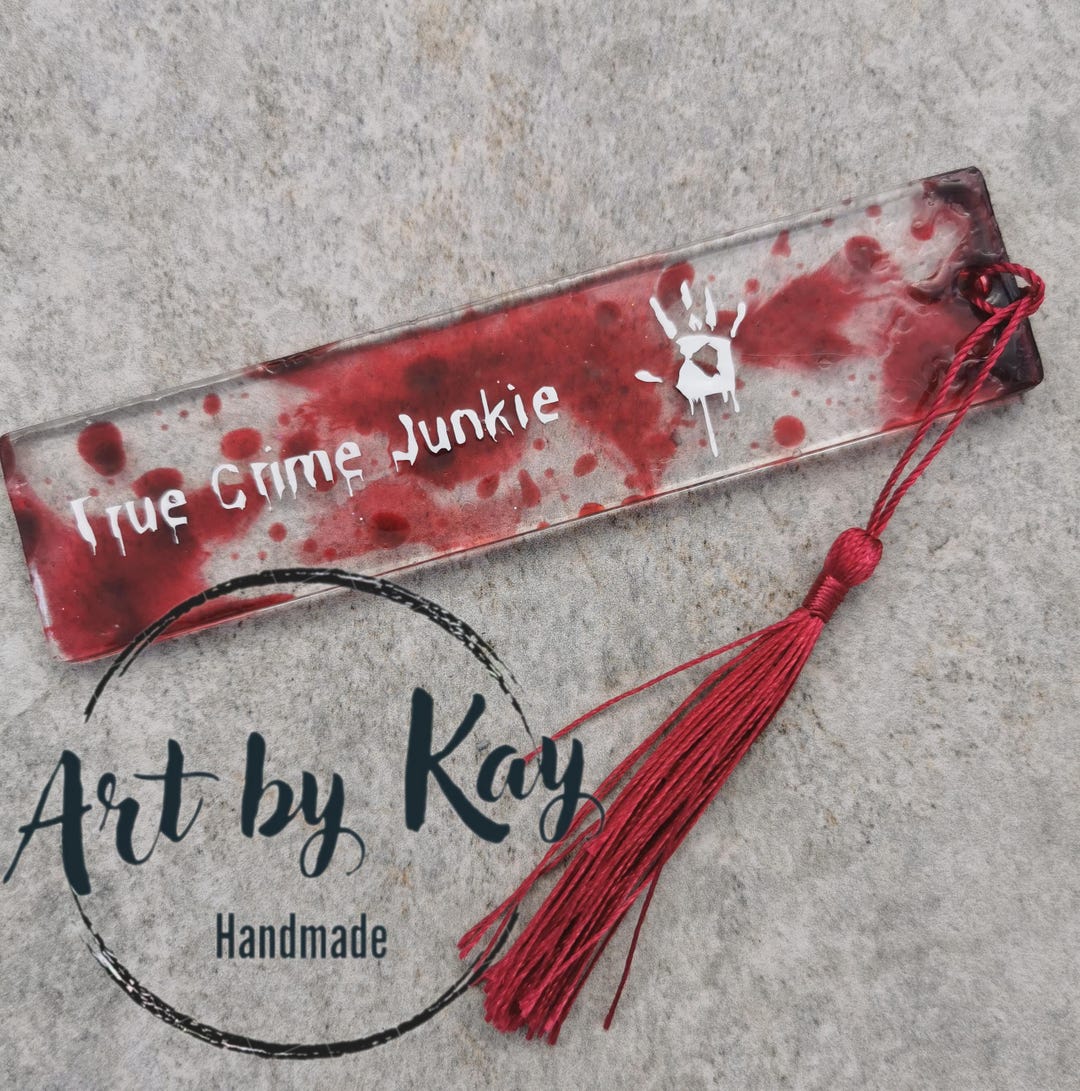 True Crime Junkie Blood Splatter Resin Bookmark Handmade - Etsy
