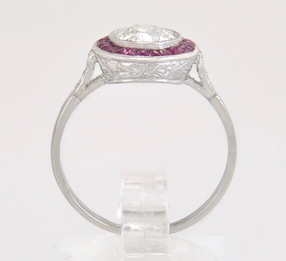 Antique 18K Gold 2.04ct Diamond & Ruby Halo Art Deco … - Gem