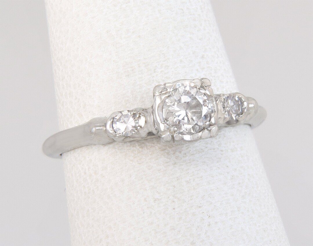 Antique Keepsake .29ct Genuine Diamond 18k Gold Art Deco Engagement ...