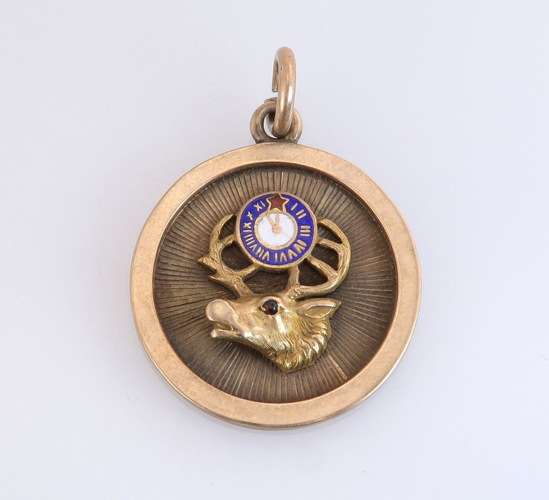 10k Yellow Gold Enamel BPOE Order of Elks Emblem Pendant 6.4g - Etsy