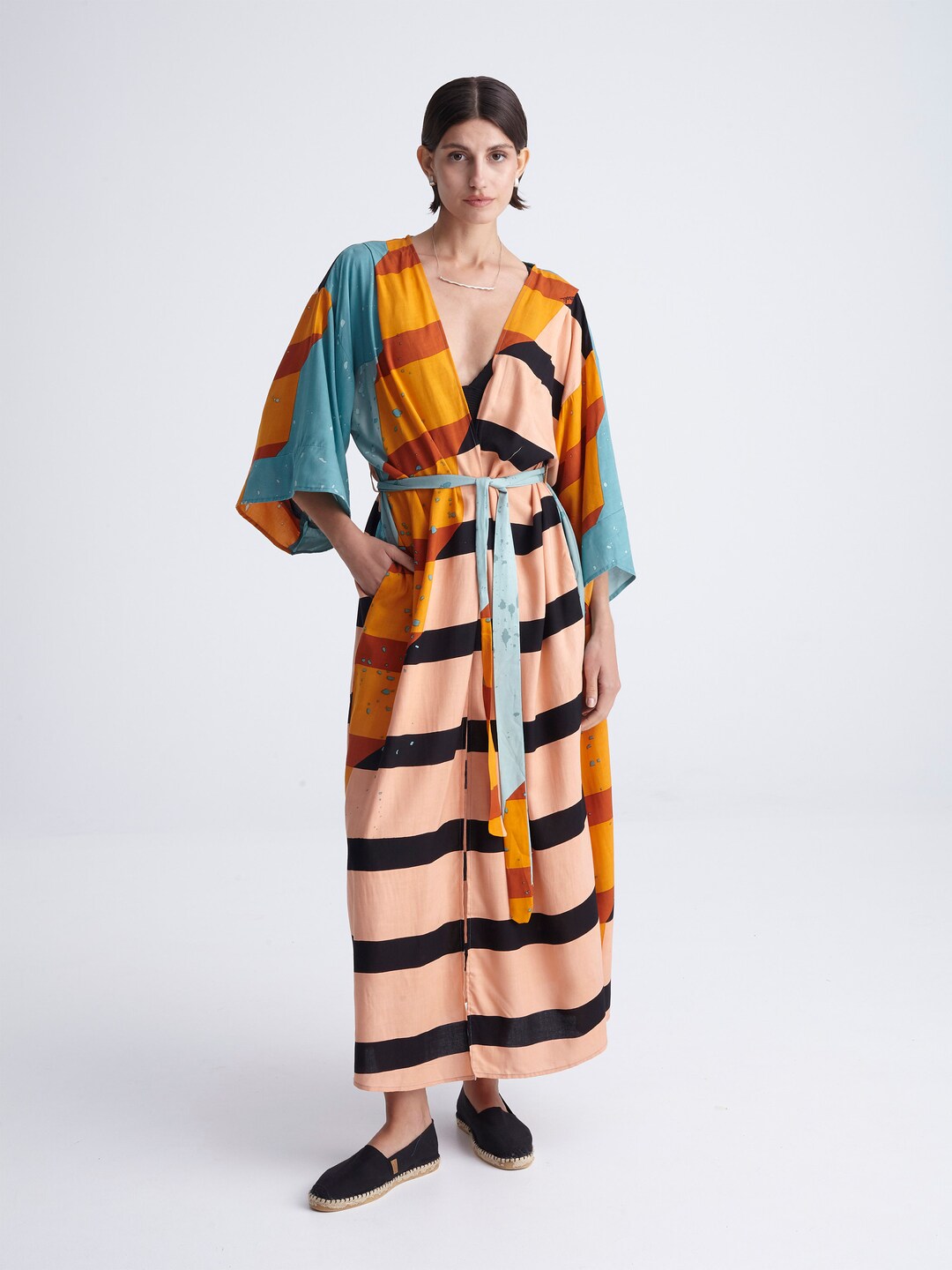 Maxi Kimono With Pleats on Shoulders, Beach Robe Coverup "on Board" - Etsy
