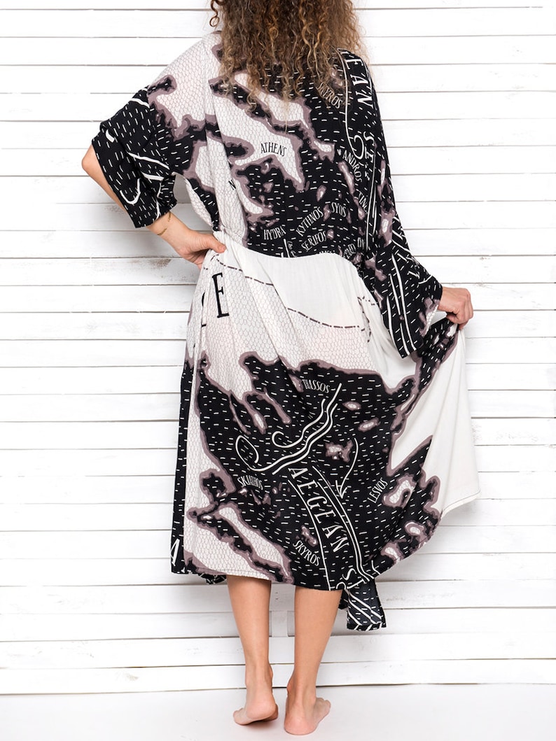 Maxi Beach Robe Coverup Kimono Wrap 'greece' - Etsy