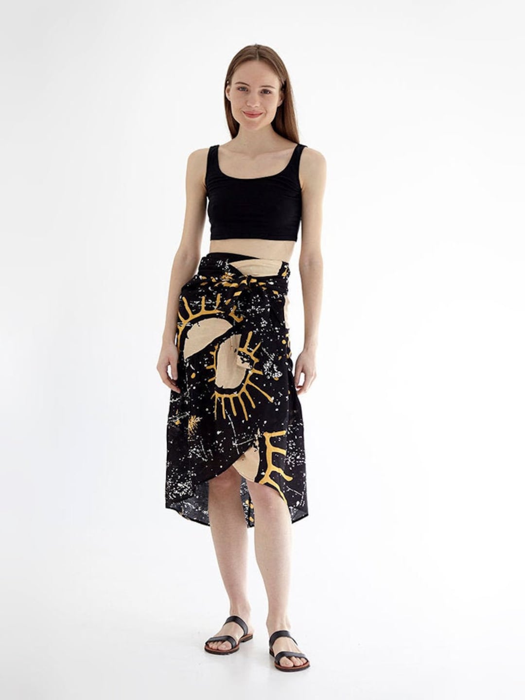 Beach Wrap Skirt, Wrap Skirt With Frill, Midi Wrap Pareo Sarong Skirt ...